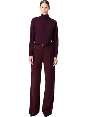 Another Tomorrow Featherweight Turtleneck - Plum