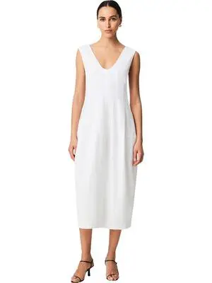 Another Tomorrow Seamed Midi Dress - Off White