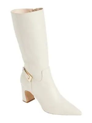 KOKO + PALENKI Leather Calf-length Boots - Ivory Leather