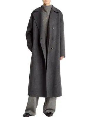 Vince Double-breasted Wool Blend Coat - Charcoal
