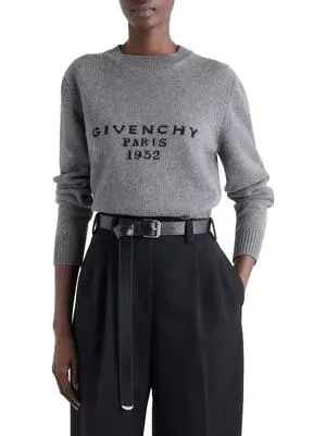 Givenchy Logo Intarsia Wool & Cashmere Sweater - Slate Blend