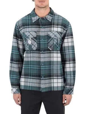 Hurley Santa Cruz Seaside Plaid Flannel Button-up Shirt Jacket - Armored Navy