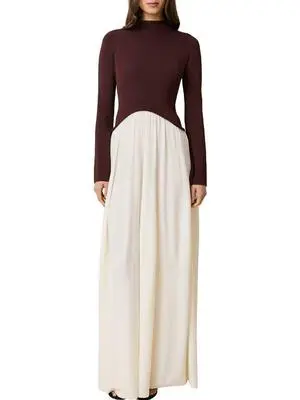 Solid & Striped The Soglio Long Sleeve Maxi Sweater Dress - Raisin Brown