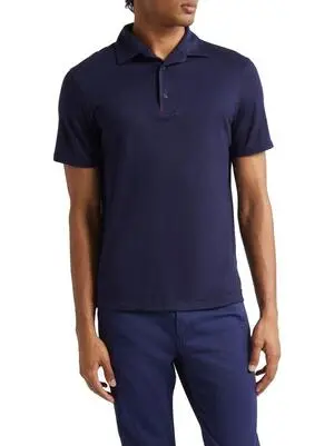 Isaia Wool Piqué Polo - Blue