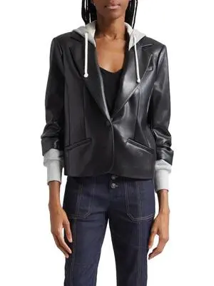 Cinq À Sept Khloe Faux Leather Jacket - Black/heather Grey