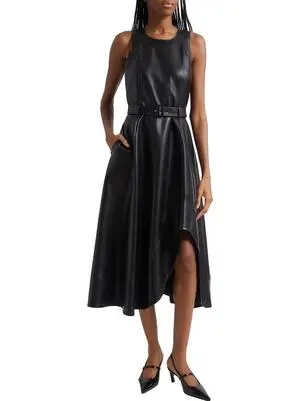 Cinq À Sept Zelda Faux Leather High-low Dress - Black