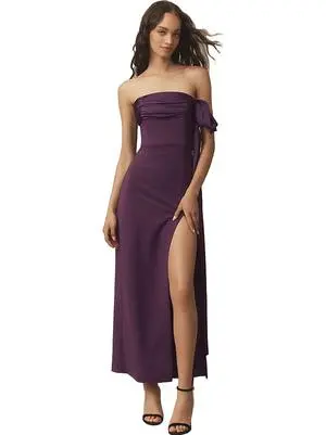 HUTCH Strapless Bow Sash Maxi Dress - Plum