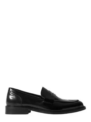 VINNY'S Townee Glossed-leather Penny Loafers - Black