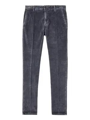 SLOWEAR Slim-fit Cotton-blend Corduroy Trousers - Gray