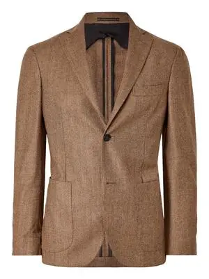 SLOWEAR Incotex Herringbone Wool Blazer - Brown