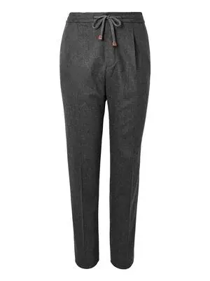 SLOWEAR Incotex Tapered Pleated Wool And Cashmere-blend Trousers - Gray