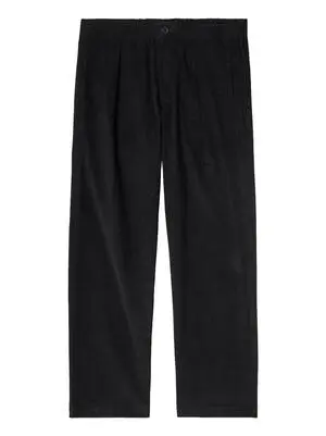 KARDO Straight-leg Embroidered Cotton-corduroy Trousers - Black