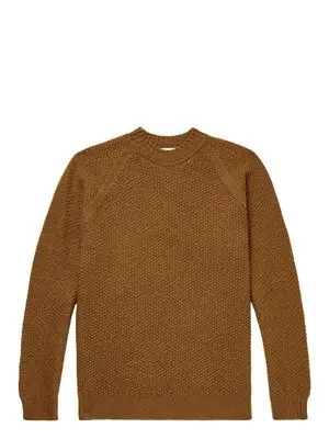 John Smedley Textured-Knit Wool Sweater Orange