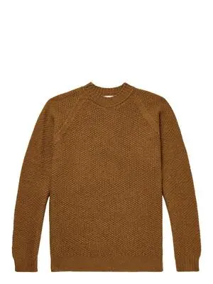 John Smedley Textured-Knit Wool Sweater Orange