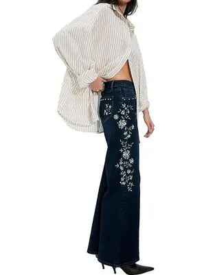 DRIFTWOOD Penelope Embroidered Flare Jeans - Gilded Garden