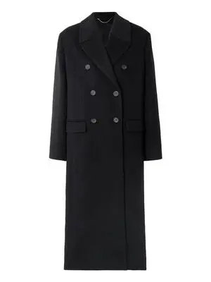 TOTEME Double-breasted Brushed Recycled Cashmere Coat - Black