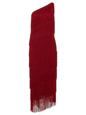 PHASE EIGHT Slim-fit Woven Maxi Dress With Fringe - Dark Red