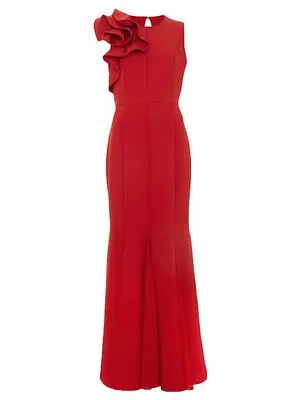 PHASE EIGHT Ruffle-neck Sleeveless Maxi Dress - Red
