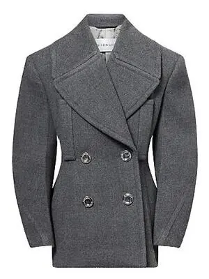 Givenchy Double-breasted Wool And Silk Coat - Slate Blend