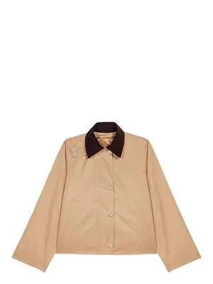 Maje Contrast-collar Trapeze Jacket - Camel