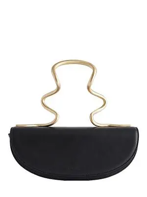 Cult Gaia Leather Top Handle Bag - Black
