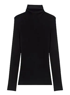 Maje Roll-neck Wool And Silk-blend Jumper - Black