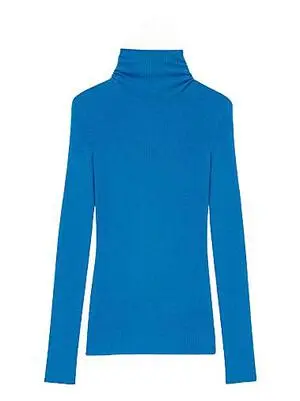 Maje Roll-neck Wool And Silk-blend Jumper - Turquoise