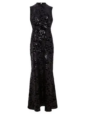 PHASE EIGHT Sequin Woven Midi Dress - Black