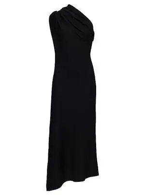 Khaite Wool-blend One-shoulder Maxi Dress - Black