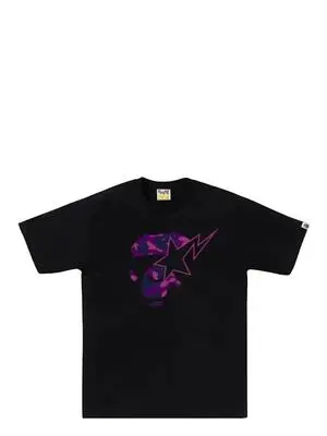 A BATHING APE Camo Ape Face Sta Tee Shirt - Black Purple