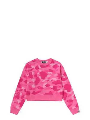 A BATHING APE Camo Cropped Crewneck Sweatshirt - Pink