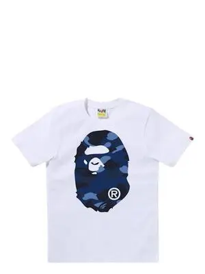 A BATHING APE Camo Big Ape Head Tee Shirt White Blue