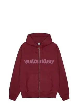 StÜssy Mirror Zip Up Hoodie - Wine