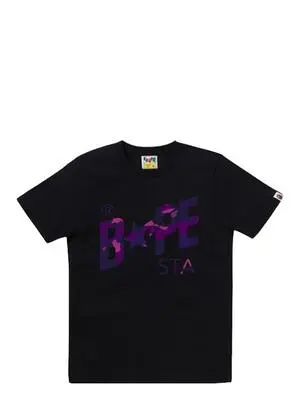 A BATHING APE Camo Sta Logo Tee Shirt - Black Purple