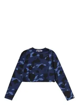 BAPE Camo Cropped Long Sleeve Tee Shirt - Blue