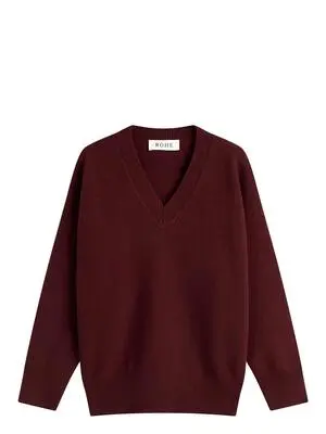 RÓHE V-Neck Knitted Jumper Burgundy