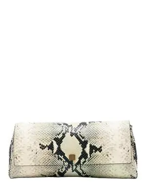 Khaite Snakeskin Flap Clutch - Neutrals