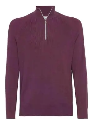 Brunello Cucinelli Ribbed Cotton Sweater - Purple
