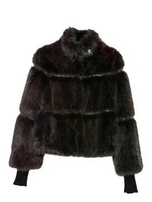 Patrizia Pepe Faux Fur Jacket - Brown
