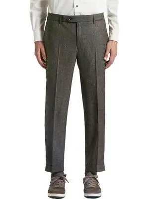 Peserico Textured Wool Straight Leg Trousers - Brown