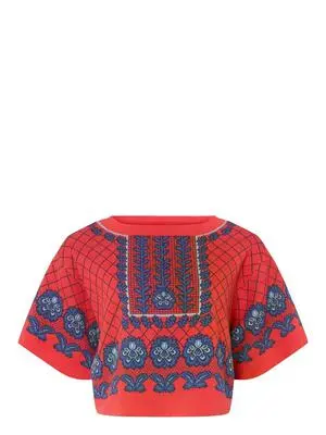 TEMPERLEY LONDON Grid-pattern Cropped T-shirt - Red