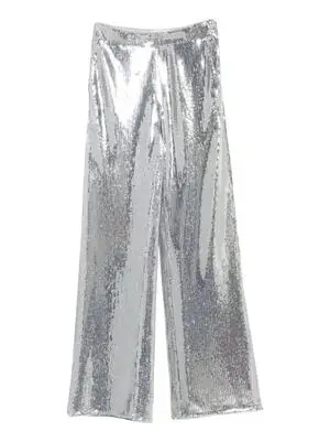 Patrizia Pepe Sequin-embellished Flared Trousers - Silver