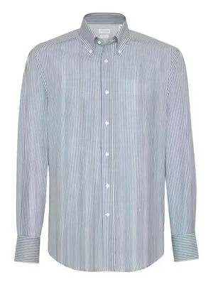 Brunello Cucinelli Striped Poplin Shirt - Blue
