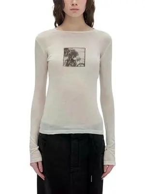ANN DEMEULEMEESTER Fiene Printed Cotton T-shirt - Neutrals