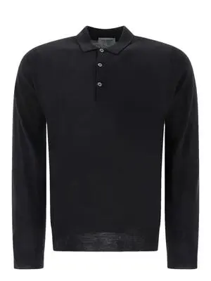 John Smedley Long-sleeve Classic-collar Polo Shirt - Black