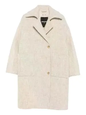 Patrizia Pepe Single-breasted Coat - Fg49 White Greige