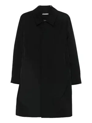 Attachment Single-breasted Collared Coat - Black