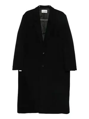 Attachment Single-breasted Coat - Black