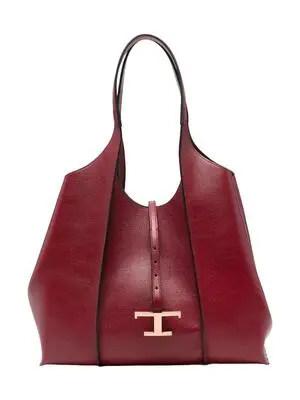 TOD'S T-logo Leather Shoulder Bag - Red