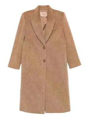 TWINSET Textured Single-breasted Coat - Neutrals